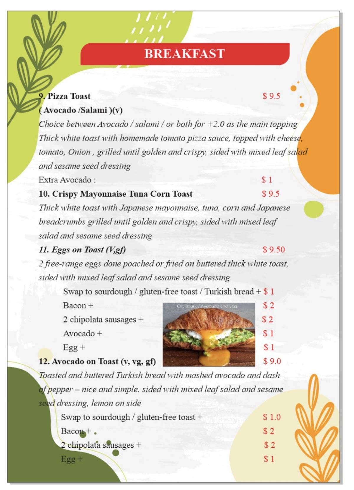 Menu at Little Viet Cafe, Coorparoo