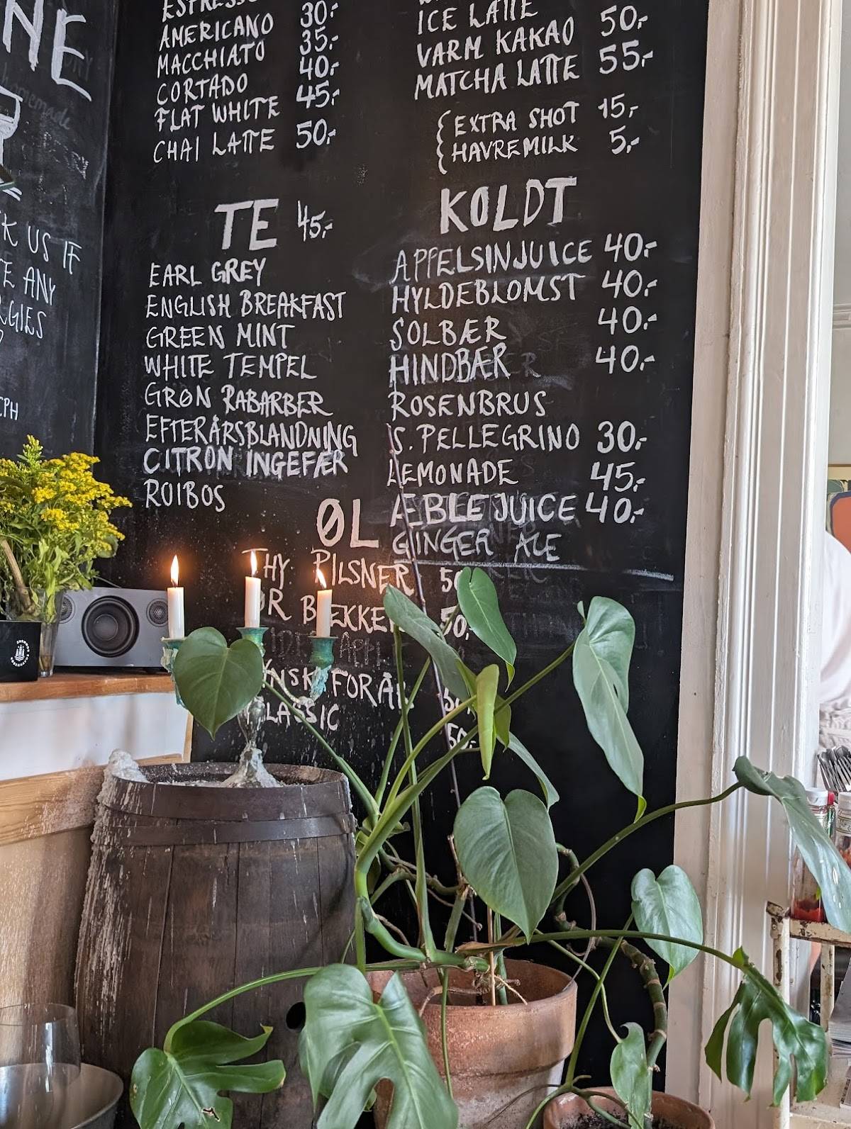 Menu at Kompa'9 cafe, Copenhagen