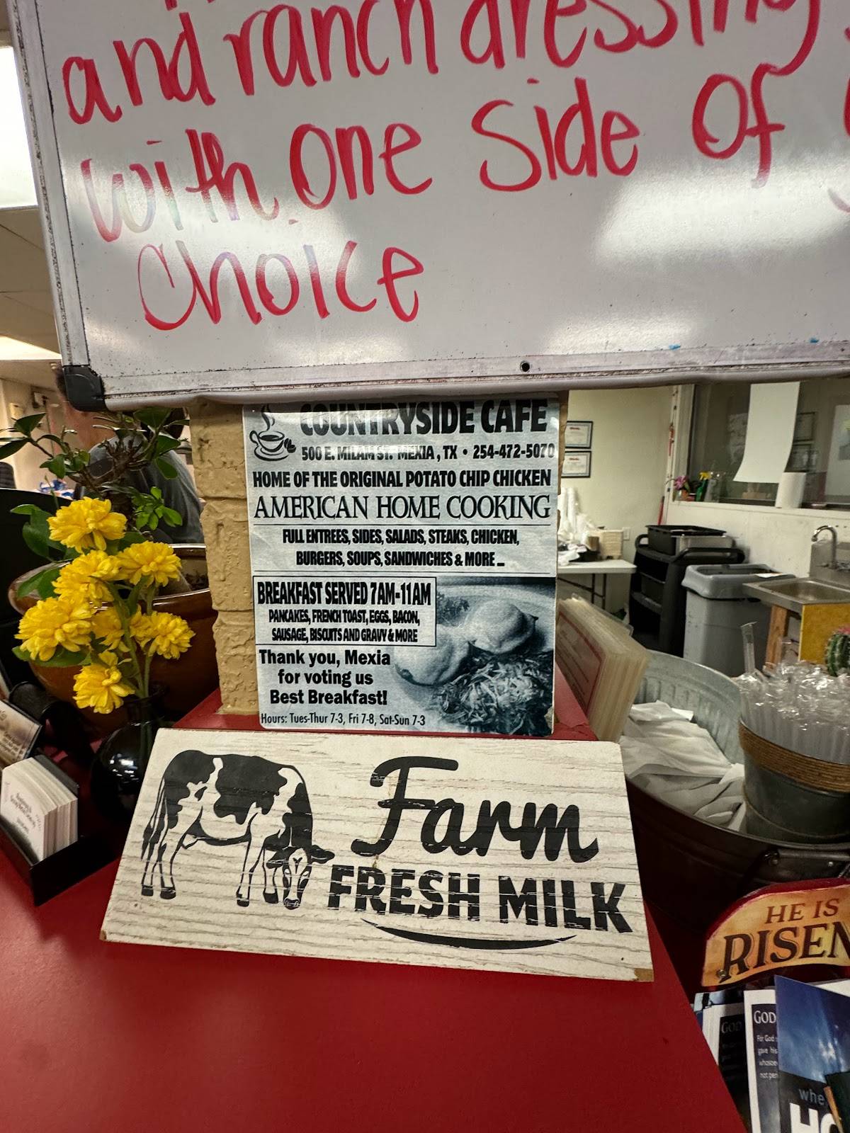 Menu at Countryside Cafe, Mexia