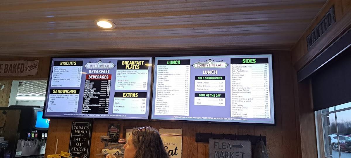 Menu at County Line Mini Mall & Cafe, Forest