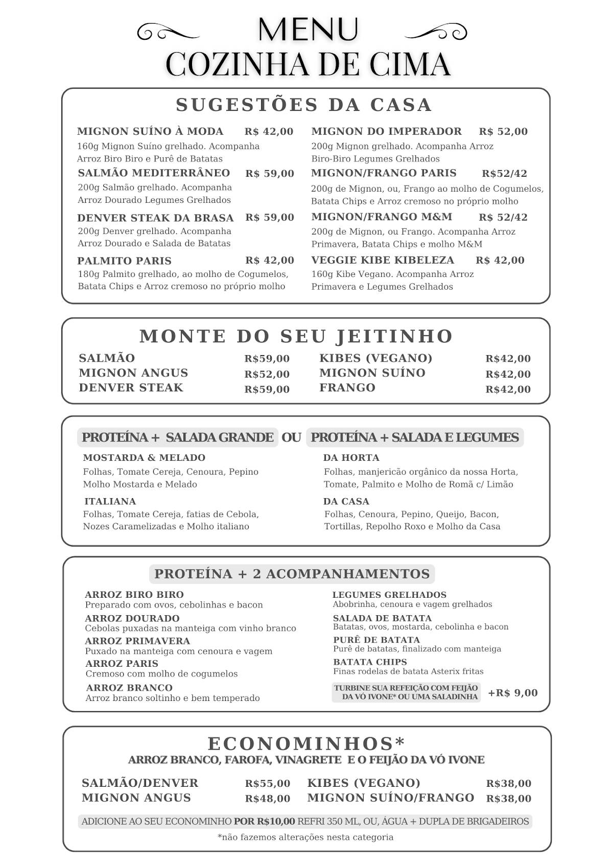 Menu em Cozinha de Cima restaurante, São Bernardo do Campo