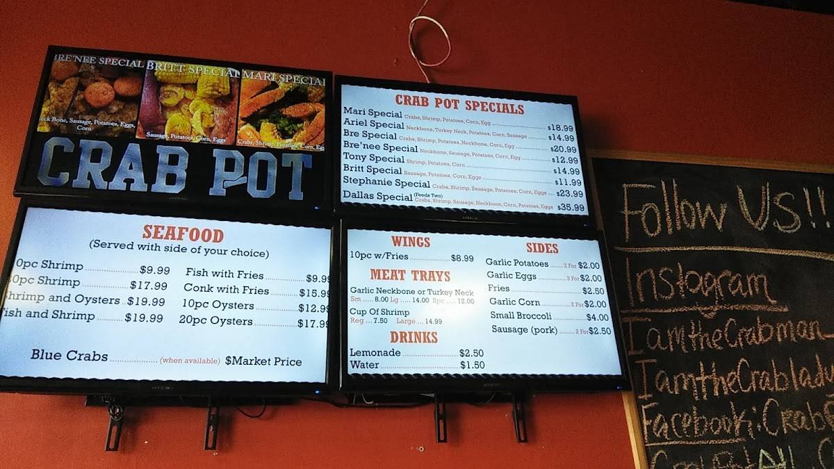 Menu at Crab Pot Lounge restaurant, College Park, Old National Hwy