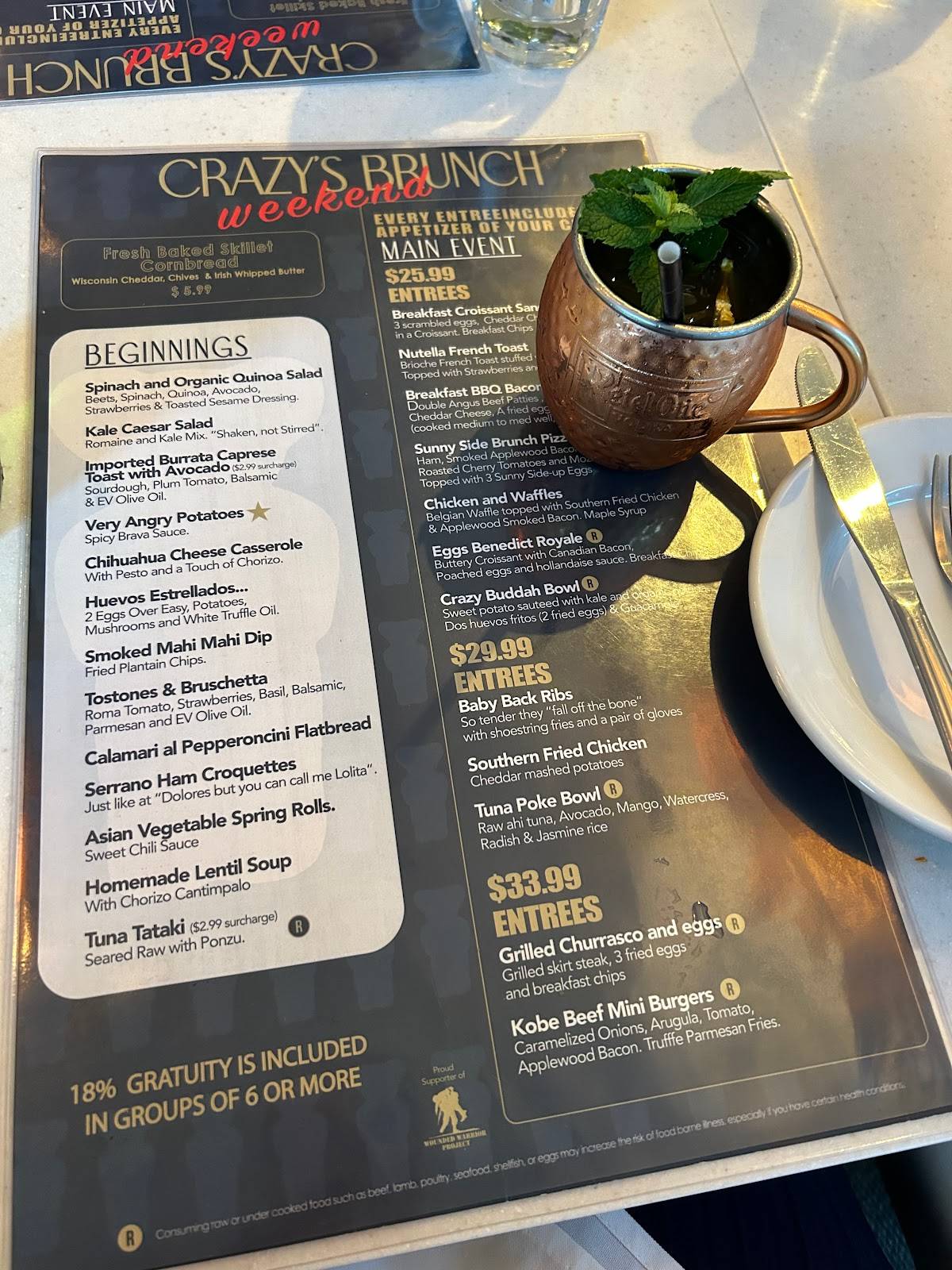 Menu at Crazy About You restaurant, Miami