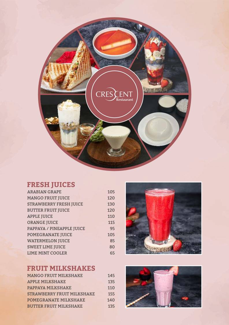 Menu at Crescent Restaurant, Taramani, Chennai