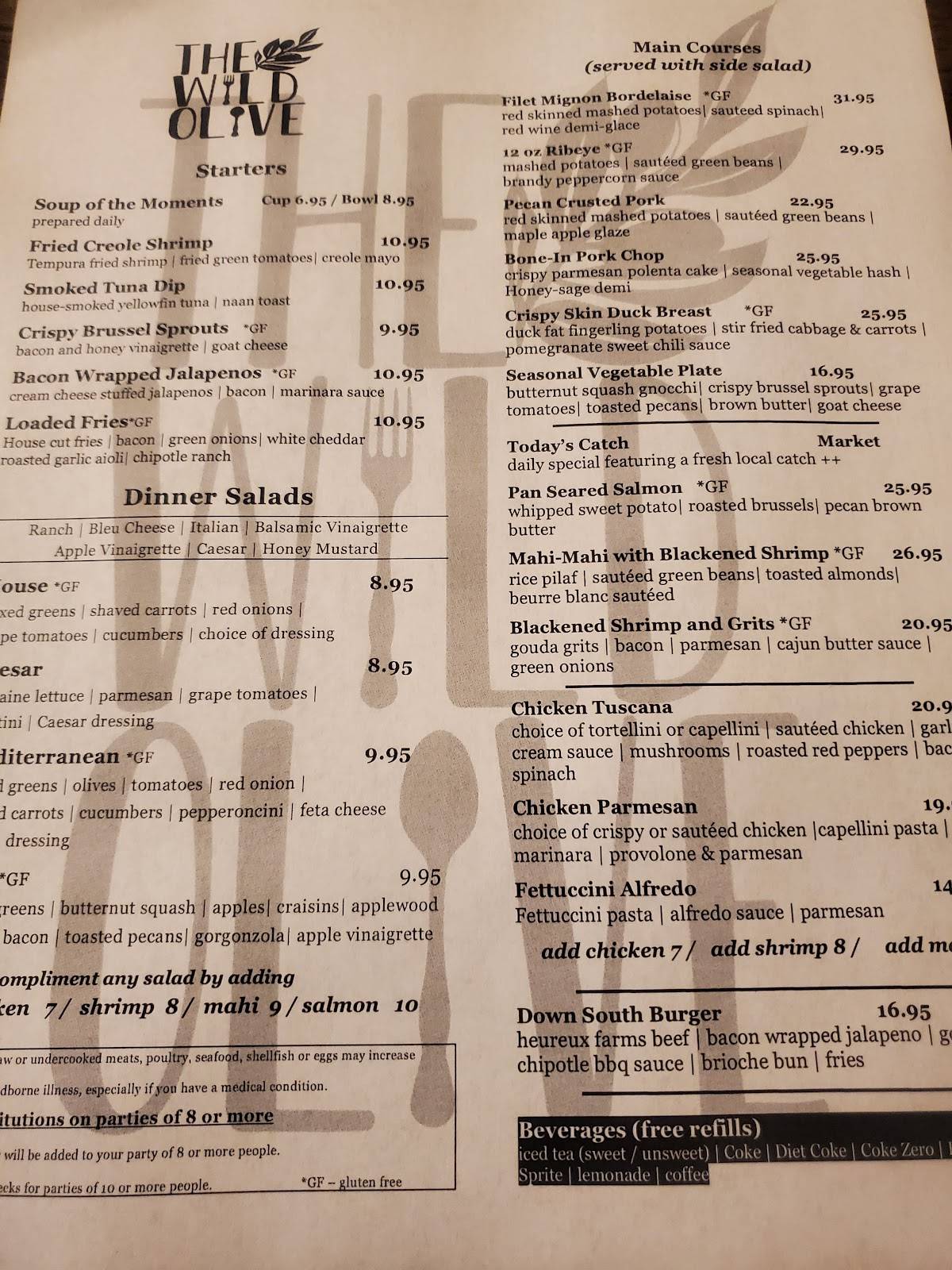 Menu at Wild Olive restaurant, Crestview