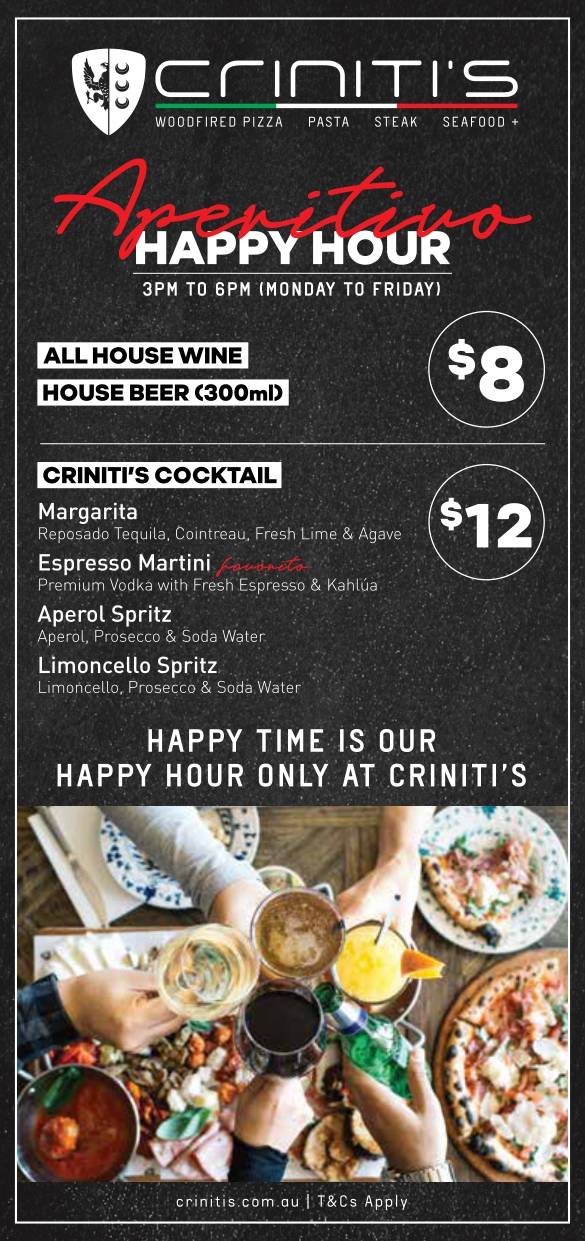 Menu at Criniti's Parramatta restaurant, Parramatta, 328 Church St