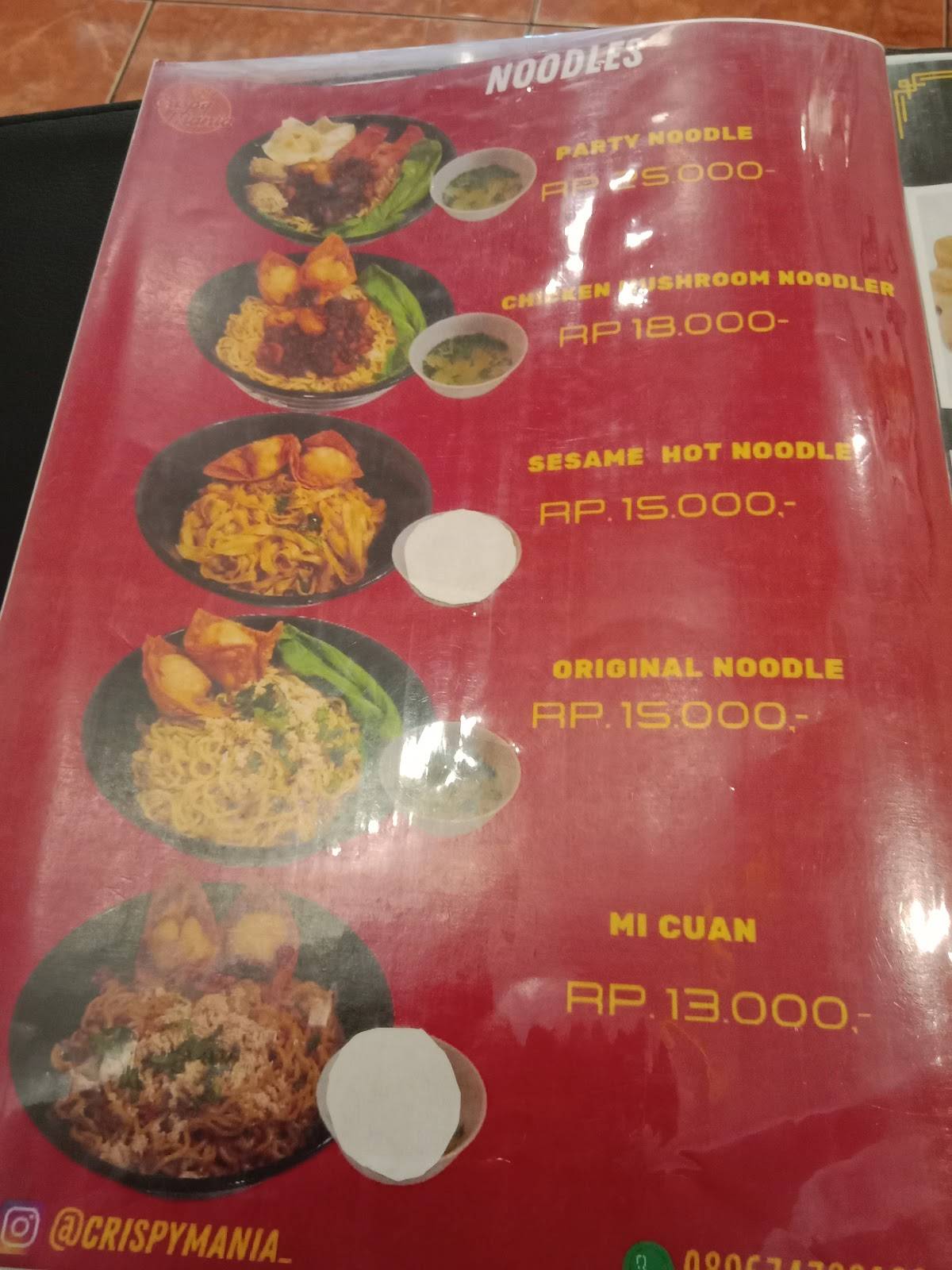 Menu at Crispy mania vegetarian restaurant, Semarang