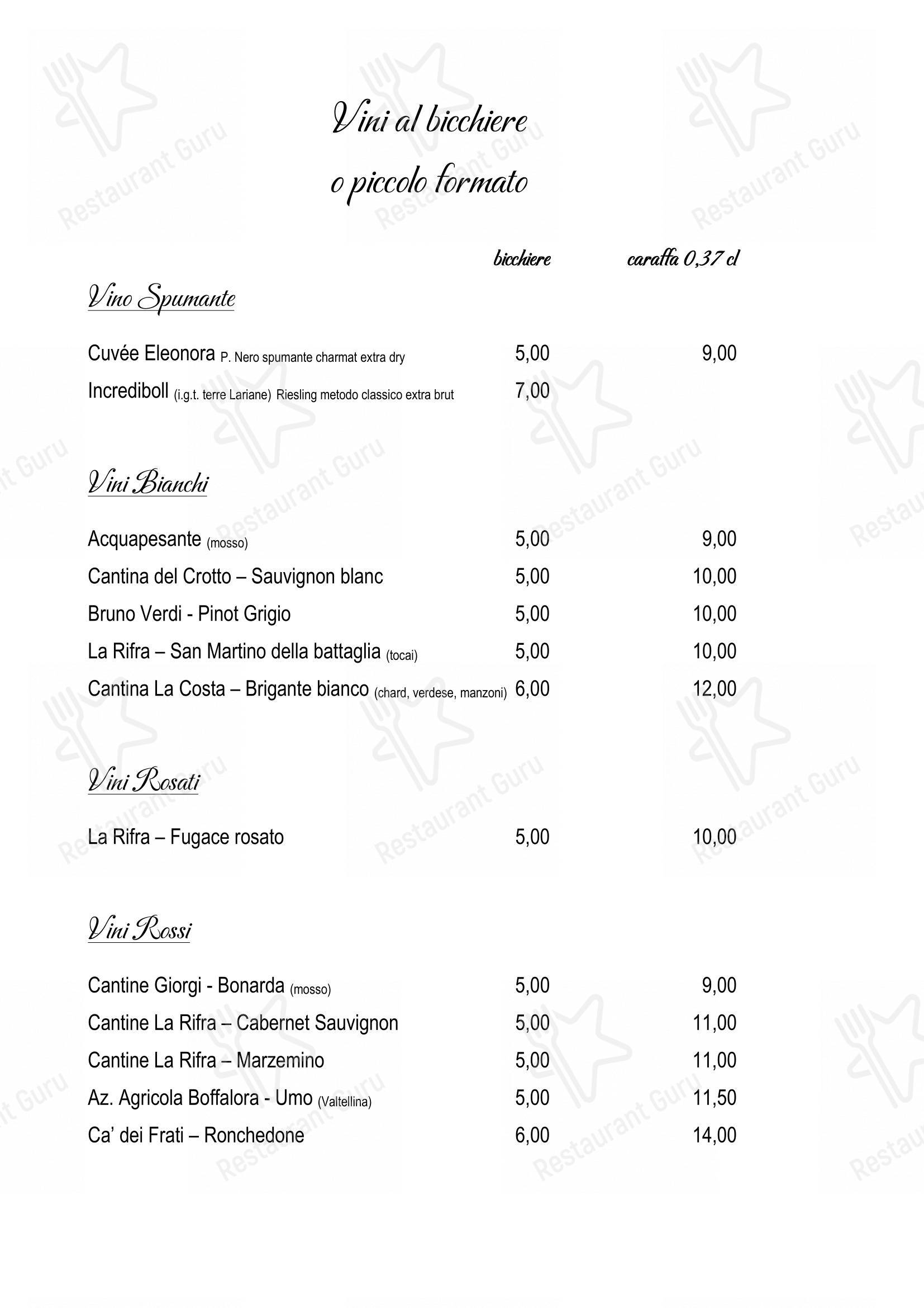 Menu at Crotto Del Misto Ristorante Hotel, Lezzeno, Frazione Crotto