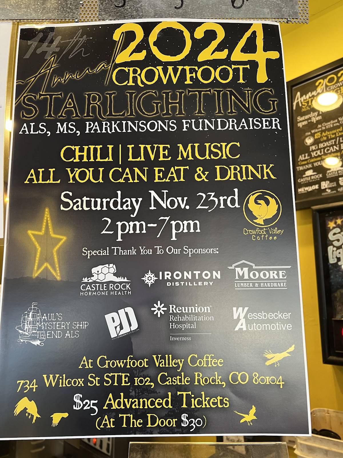 Menu at Crowfoot Valley Coffee cafe, Castle Rock, 734 Wilcox St STE 102
