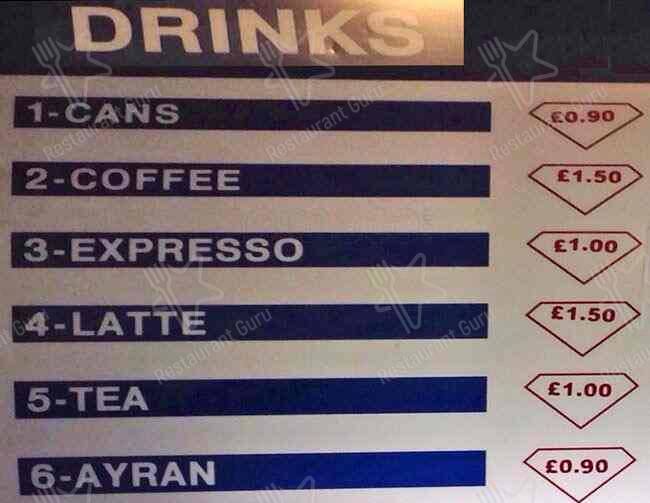 Menu at Crystal Kebab fast food, London, 2B York Wy