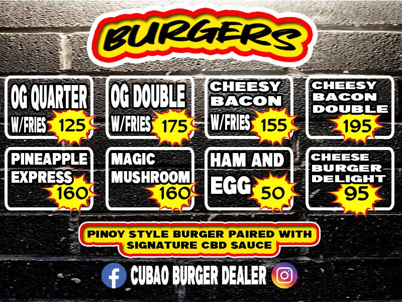 Menu at Cubao Burger Dealer restaurant, Quezon City