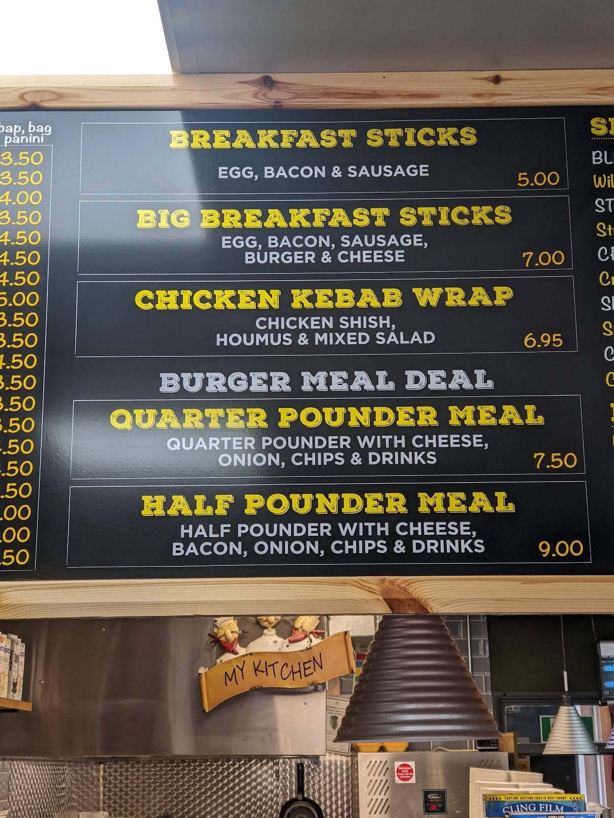 Menu at Cuffley Cafe, Cuffley