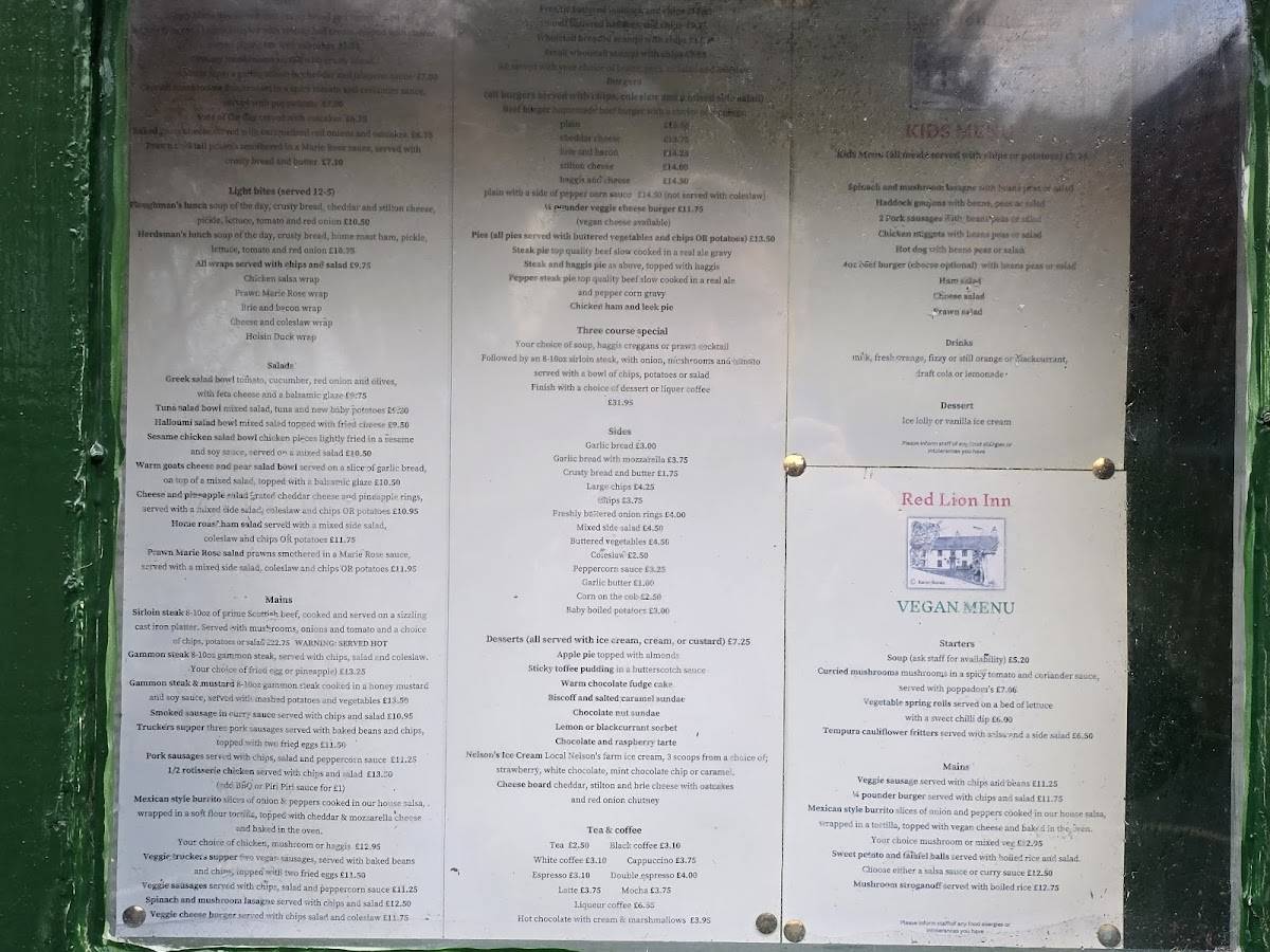 Menu at The Red Lion Inn pub & bar, Culross