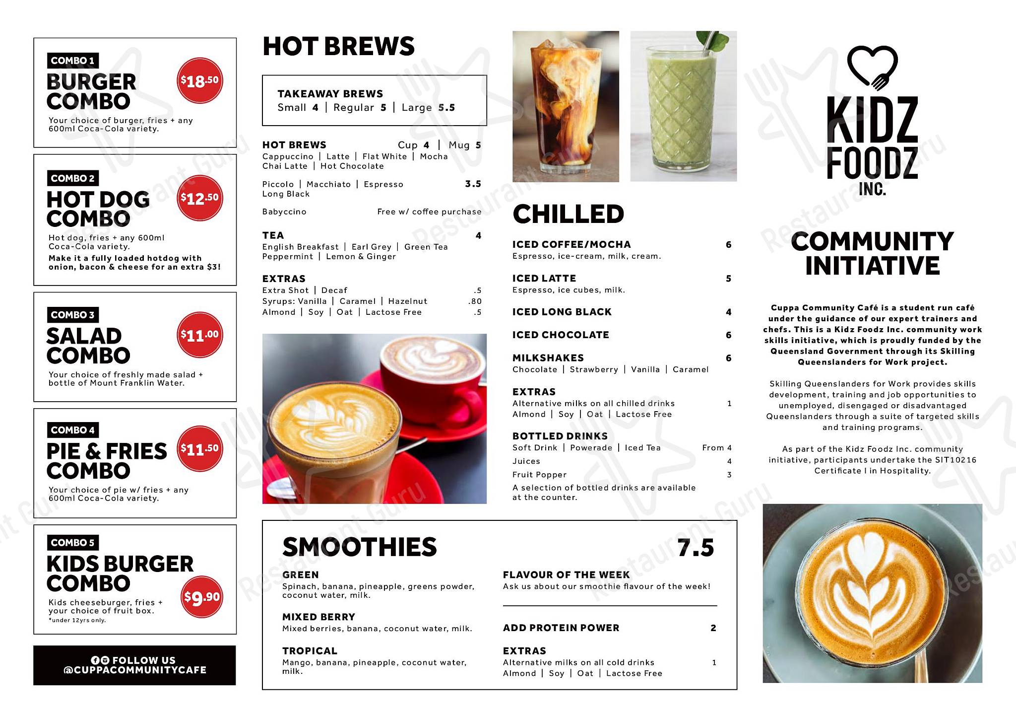 Carta de Cuppa at Pimpama Community Cafe, Pimpama