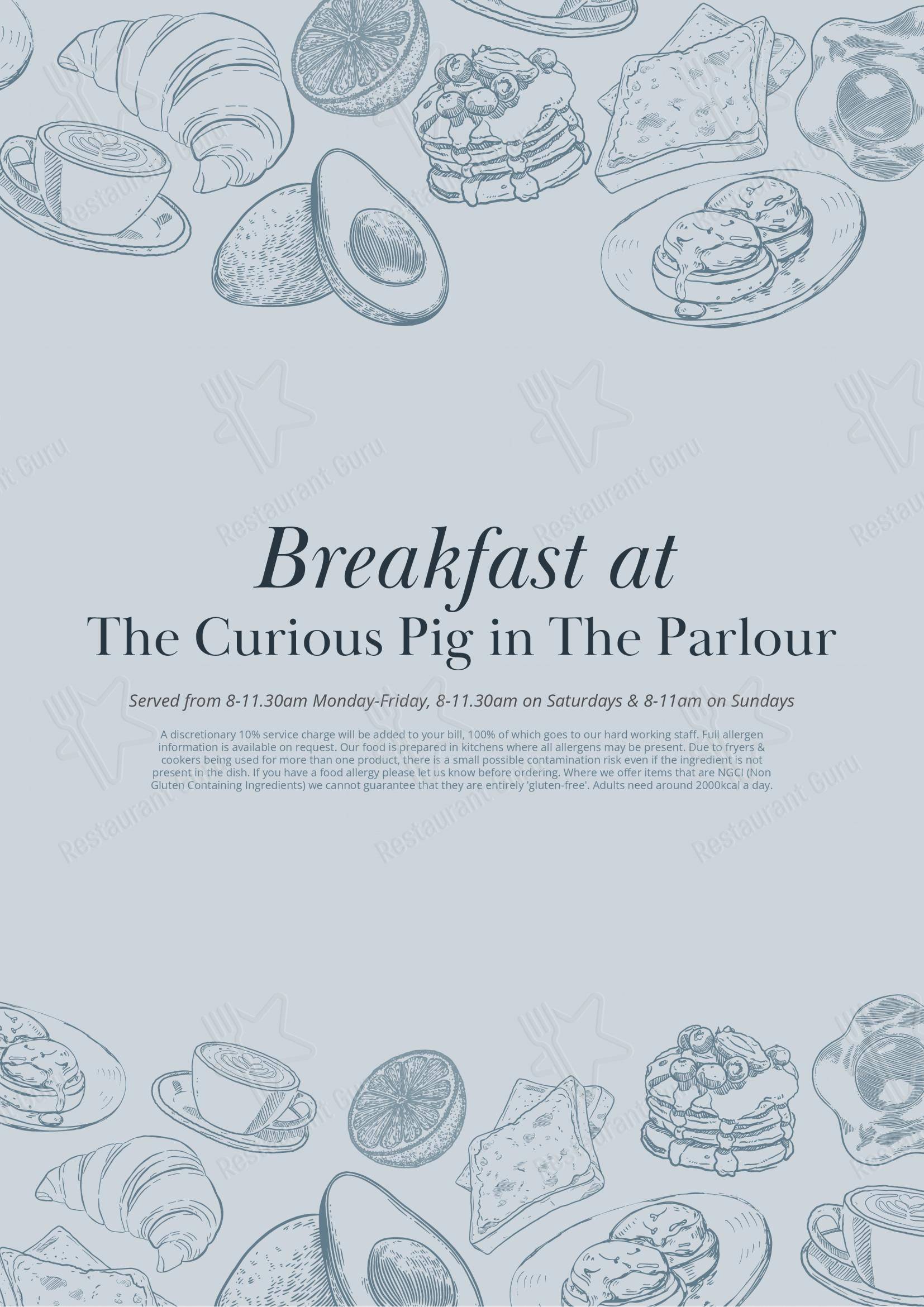 Menu at Curious Pig in the Parlour pub & bar, Crawley