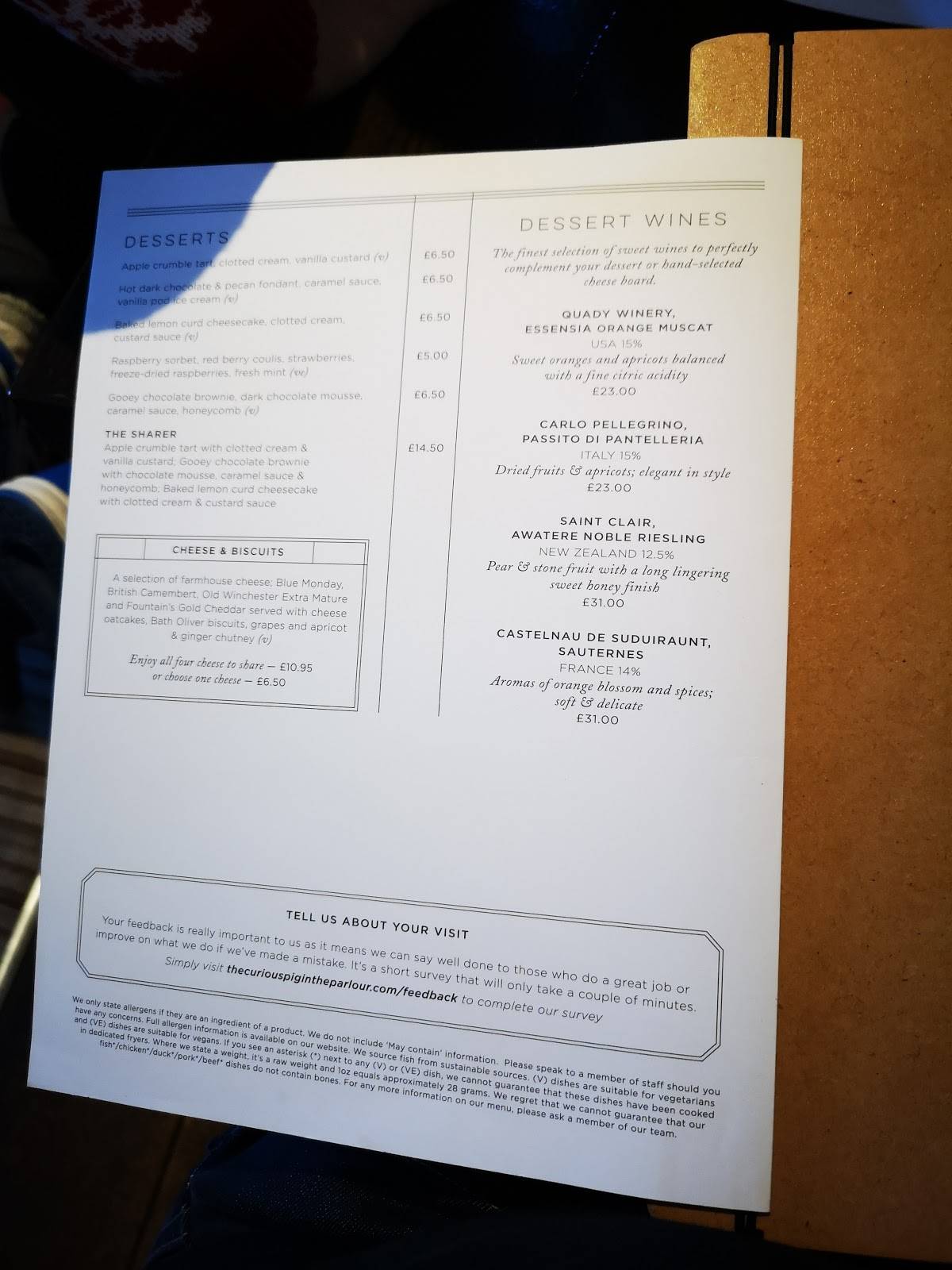 Menu at Curious Pig in the Parlour pub & bar, Copthorne