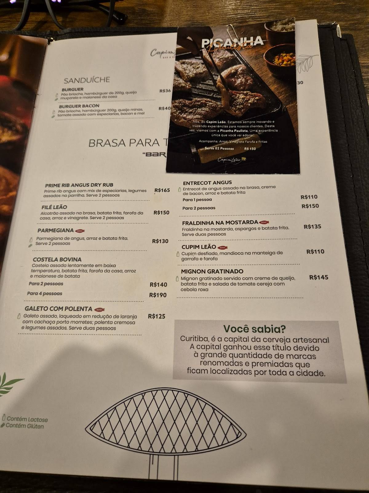 Menu em Capim Leão restaurante, Curitiba