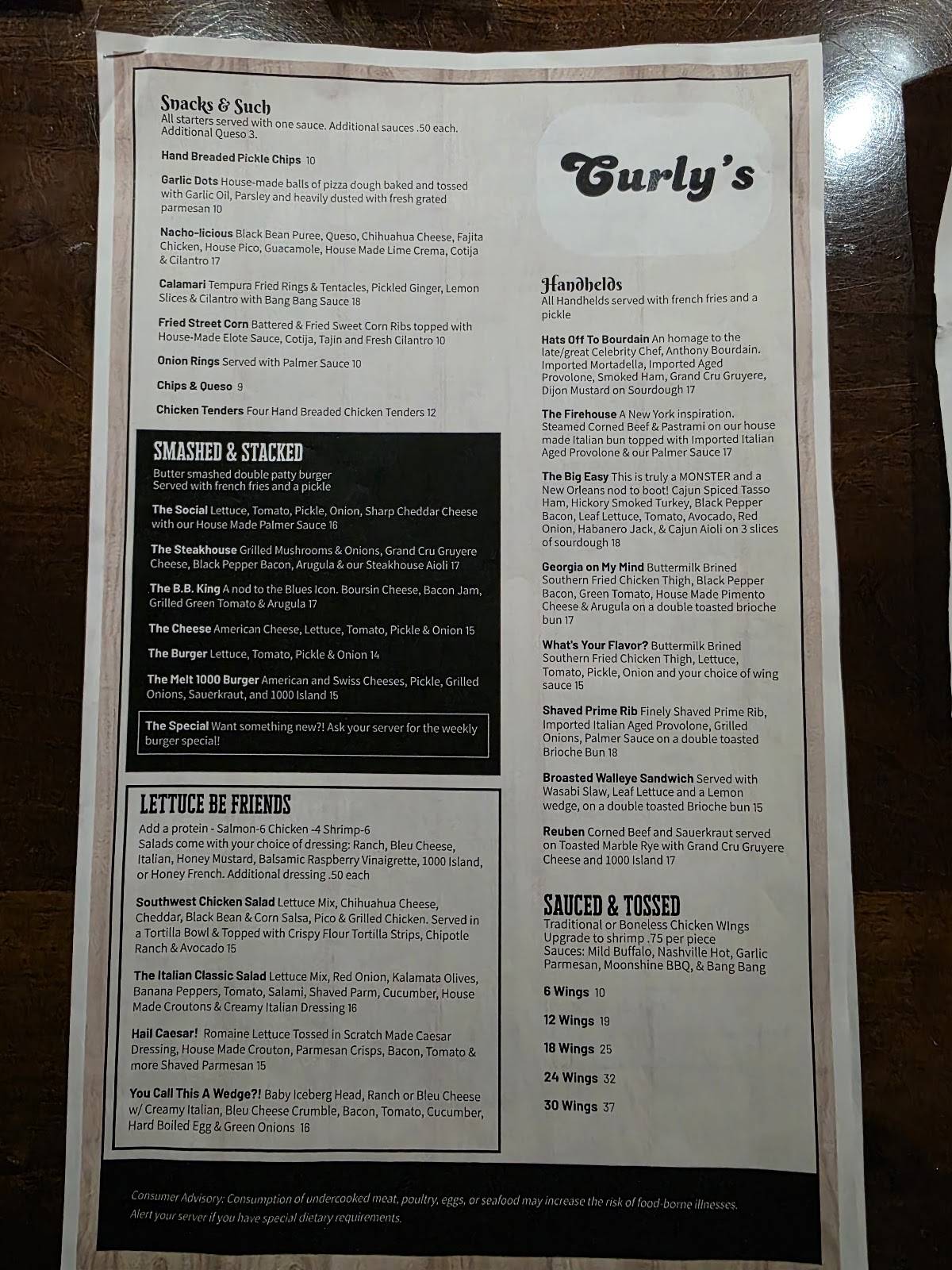 Menu at Curly's pub & bar, Colon, 108 E State St