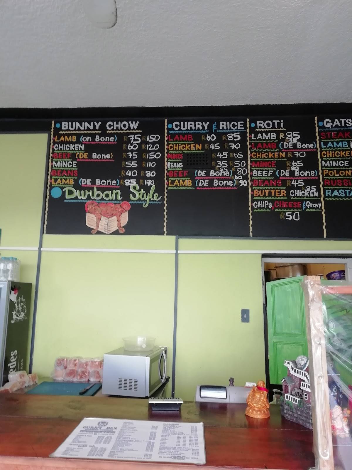 Speisekarte von Curry Den & Take Aways restaurant, Kapstadt
