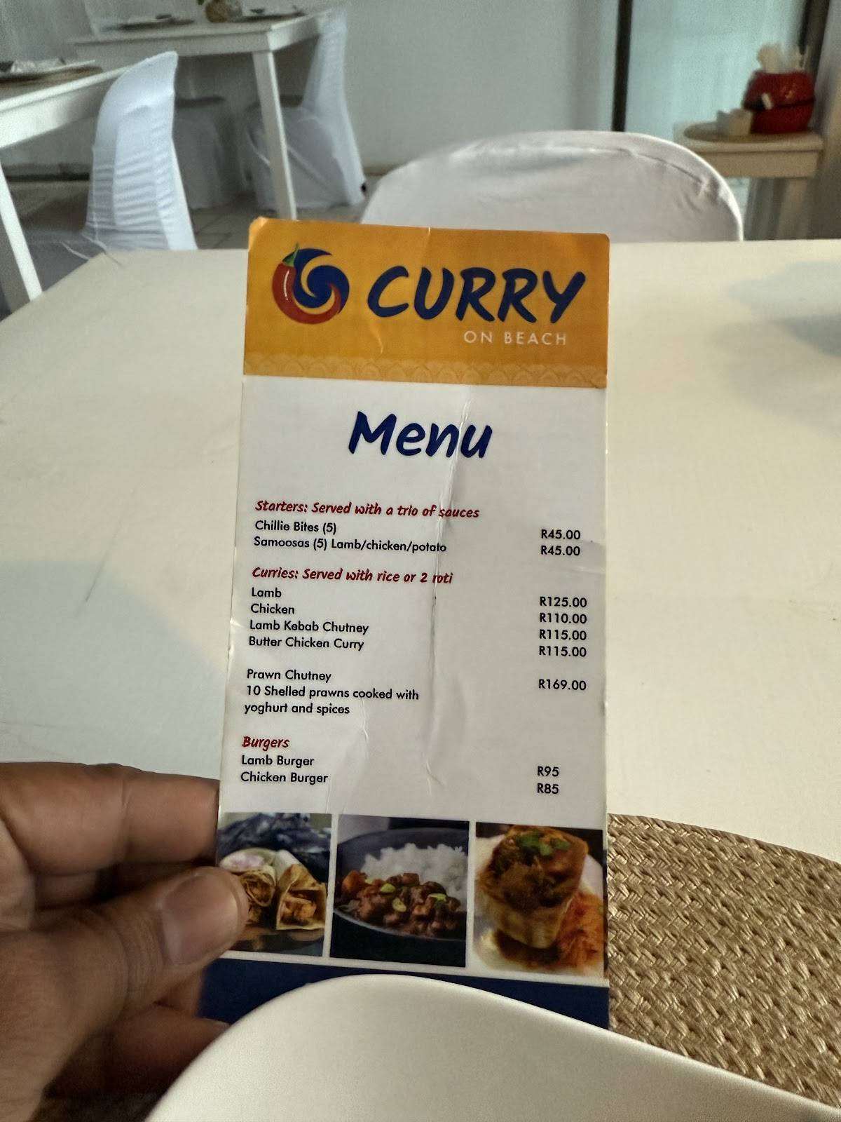 Menu at Curry On Beach restaurant, East London, 46 Beach Rd