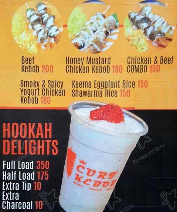 Menu at Curt Kebob restaurant, Quezon City