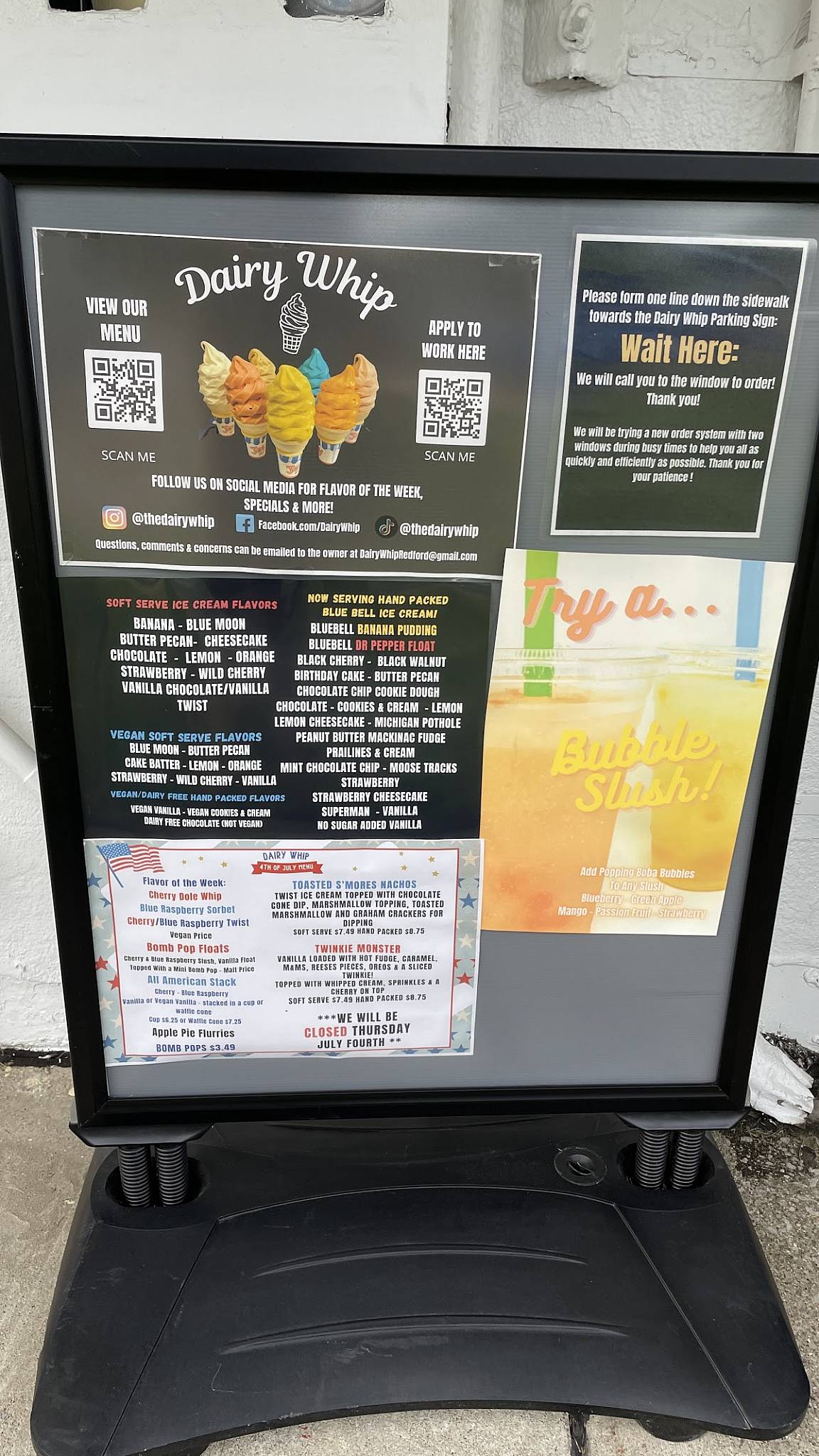 Menu at DAIRY WHIP, Redford Charter Township, Plymouth Rd
