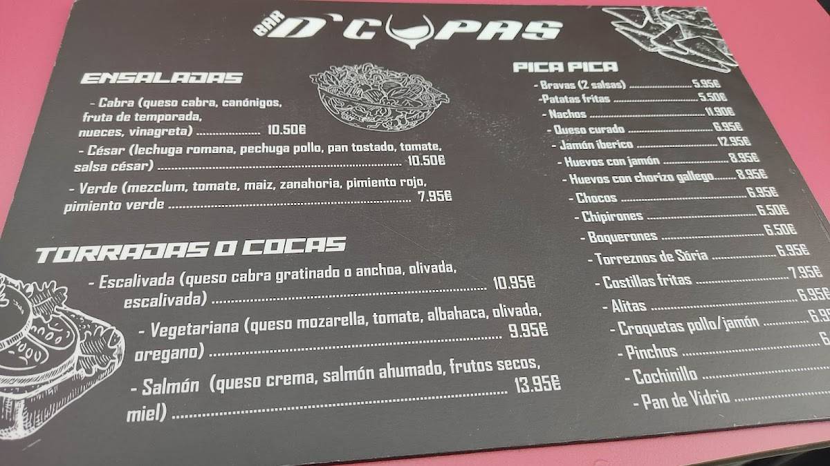 Menu at D'Copas Martorell pub & bar, Martorell