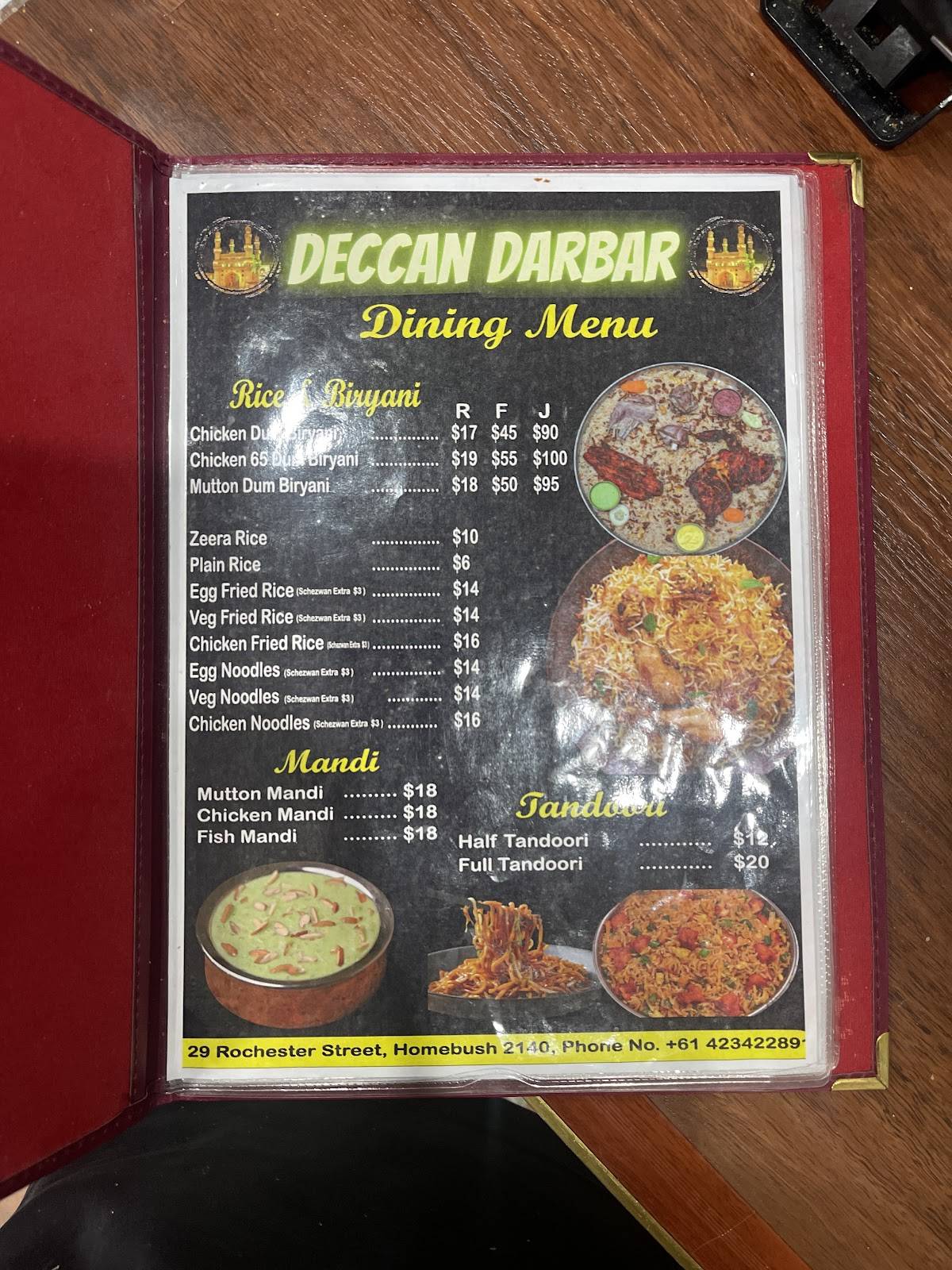 Menu at DECCAN DARBAR, Homebush