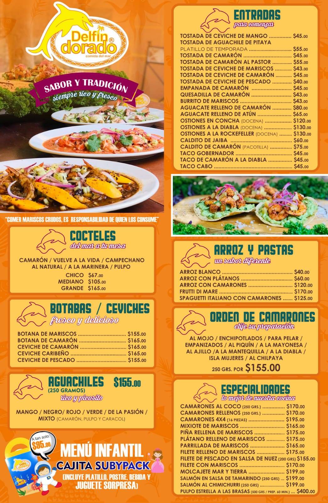 Carta del restaurante El Delfín Dorado, San Hipólito Xochiltenango