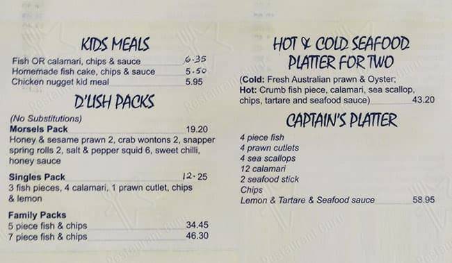 Menu at D'lish Fish and Chippery fast food, Wilston