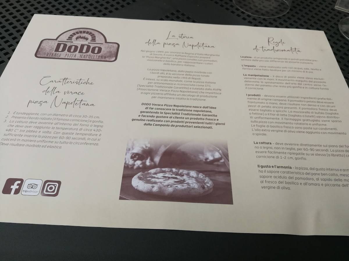 Menu da Dodo Verace Pizza Napoletana Pordenone ristorante, Pordenone