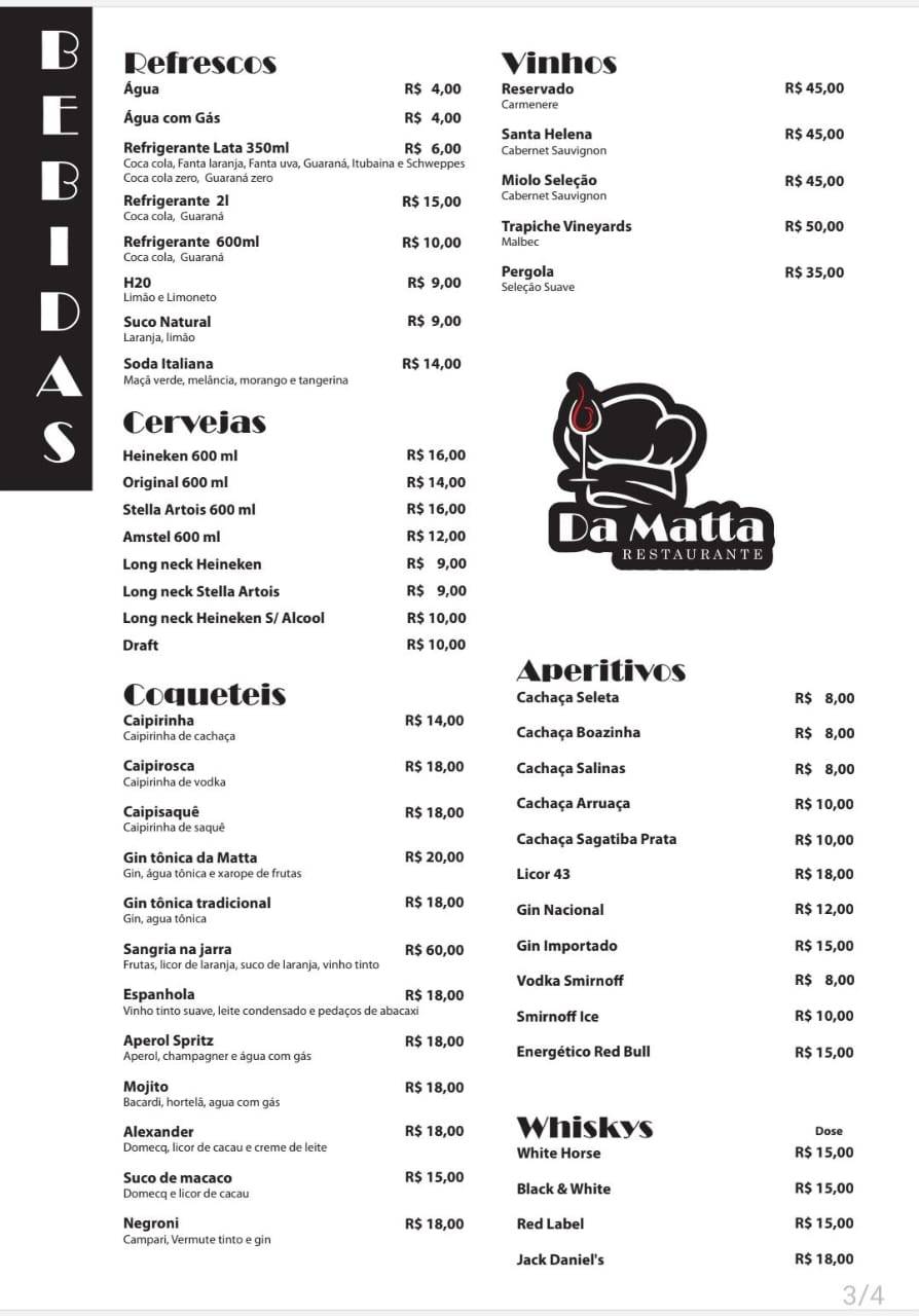 Menu em Da Matta Restaurante e Hamburgueria, São Paulo