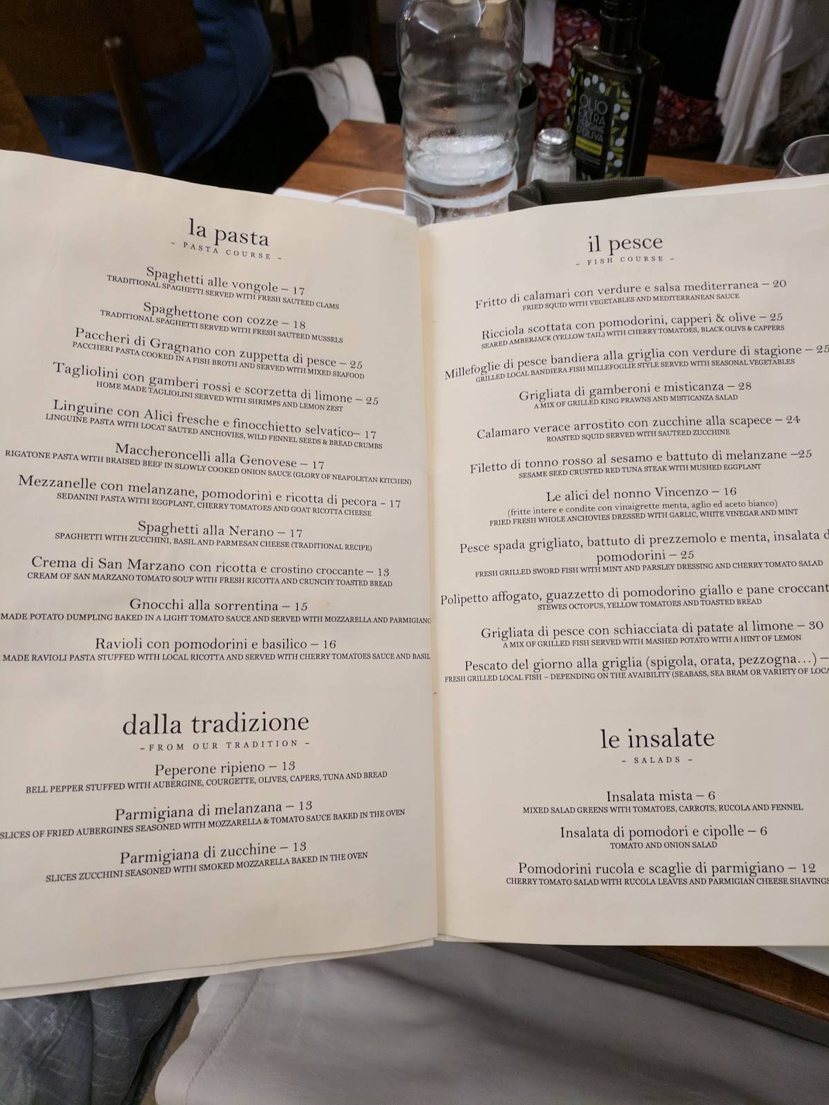 Menu at Da Vincenzo Positano restaurant, Positano, Viale Pasitea