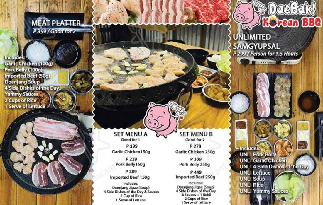 Menu at Daebak Korean BBQ, Makati