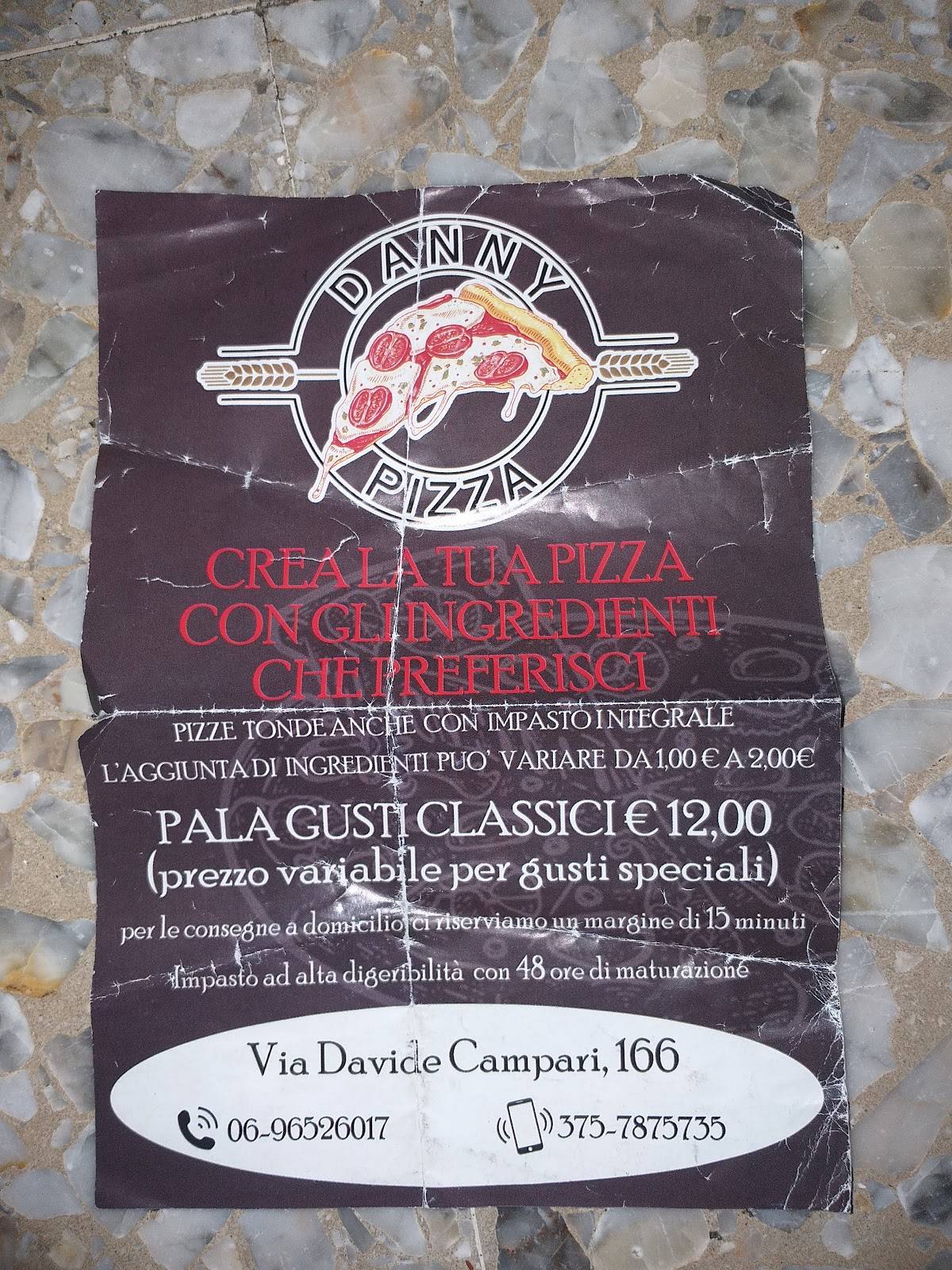 Menu da Danny Pizza ristorante, Roma