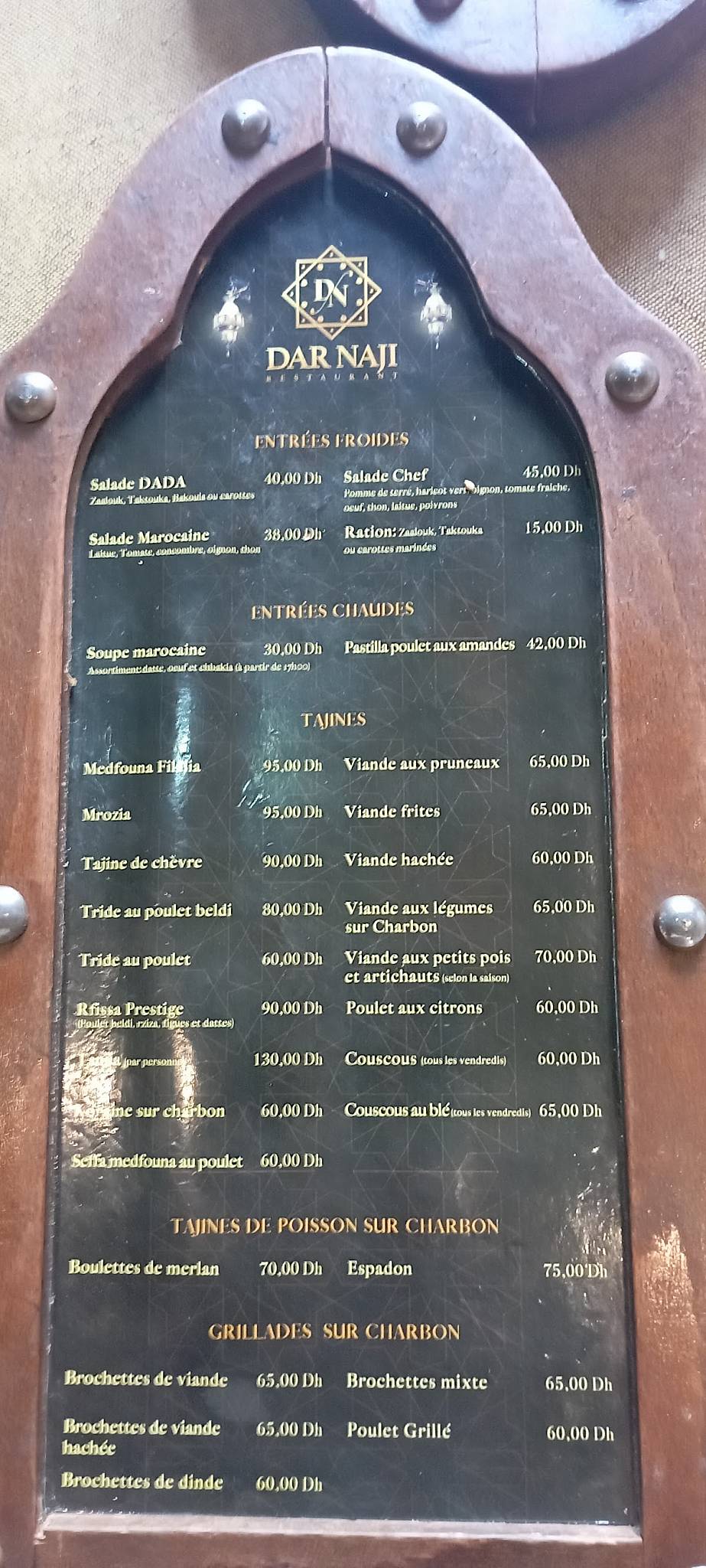 Menu at Dar Naji Agdal restaurant, Rabat, 26 10000 Av. Omar Ibn Al Khattab