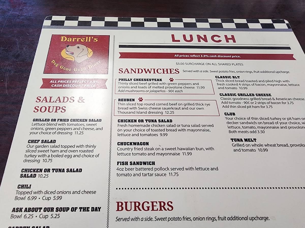 Menu at Darrell's Diner restaurant, The Villages, Burnsed Blvd #210