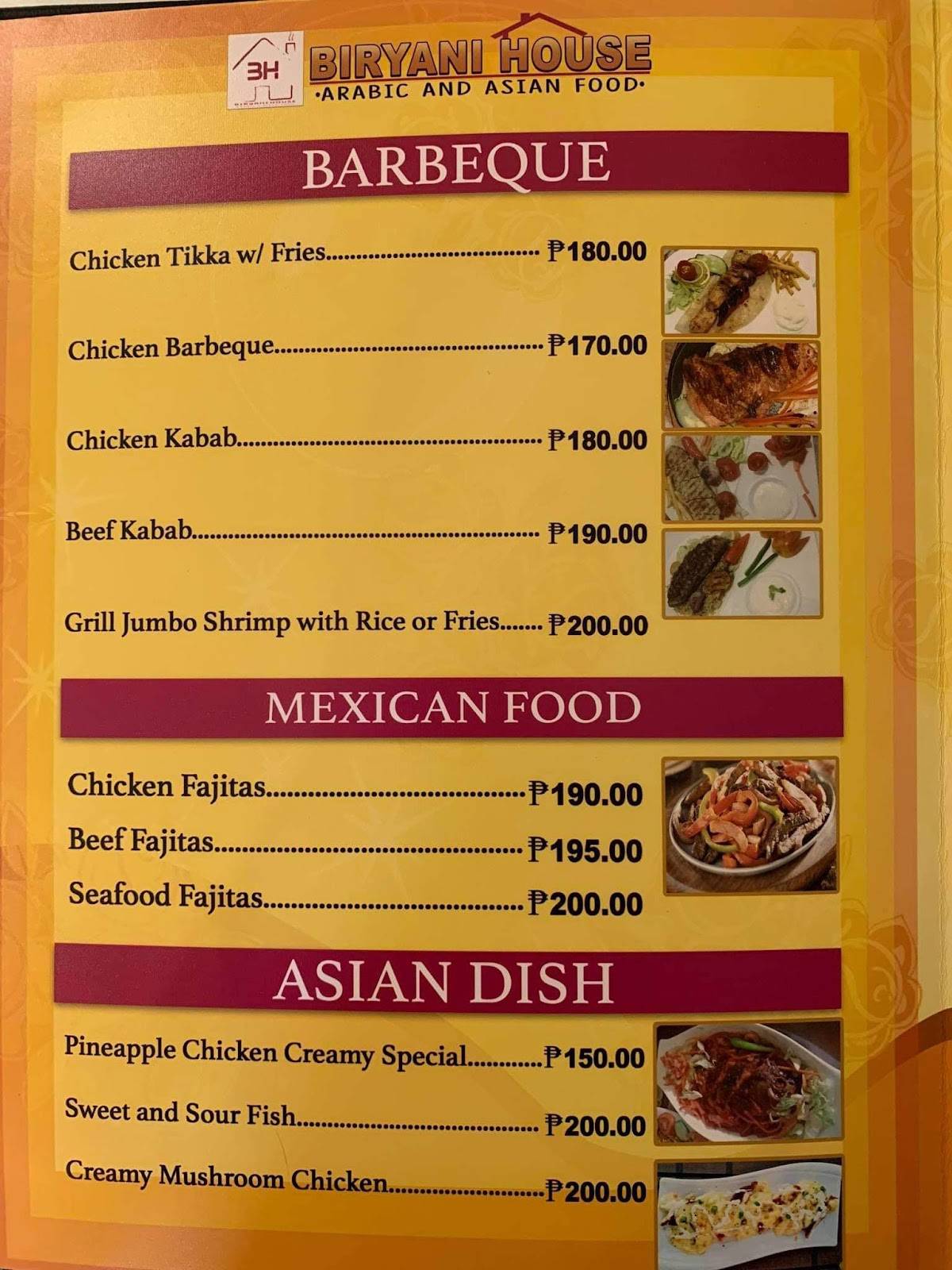 Carta del restaurante Biryani House - Davao Ecoland Branch, Dávao