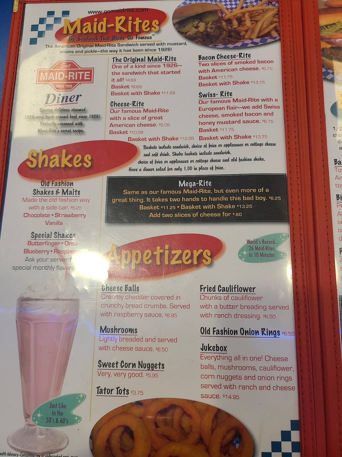 Menu at Maid-Rite restaurant, Davenport, N Division St