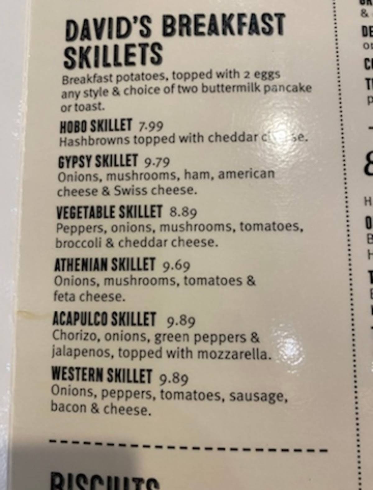 Menu at David's Restaurant, Asheboro