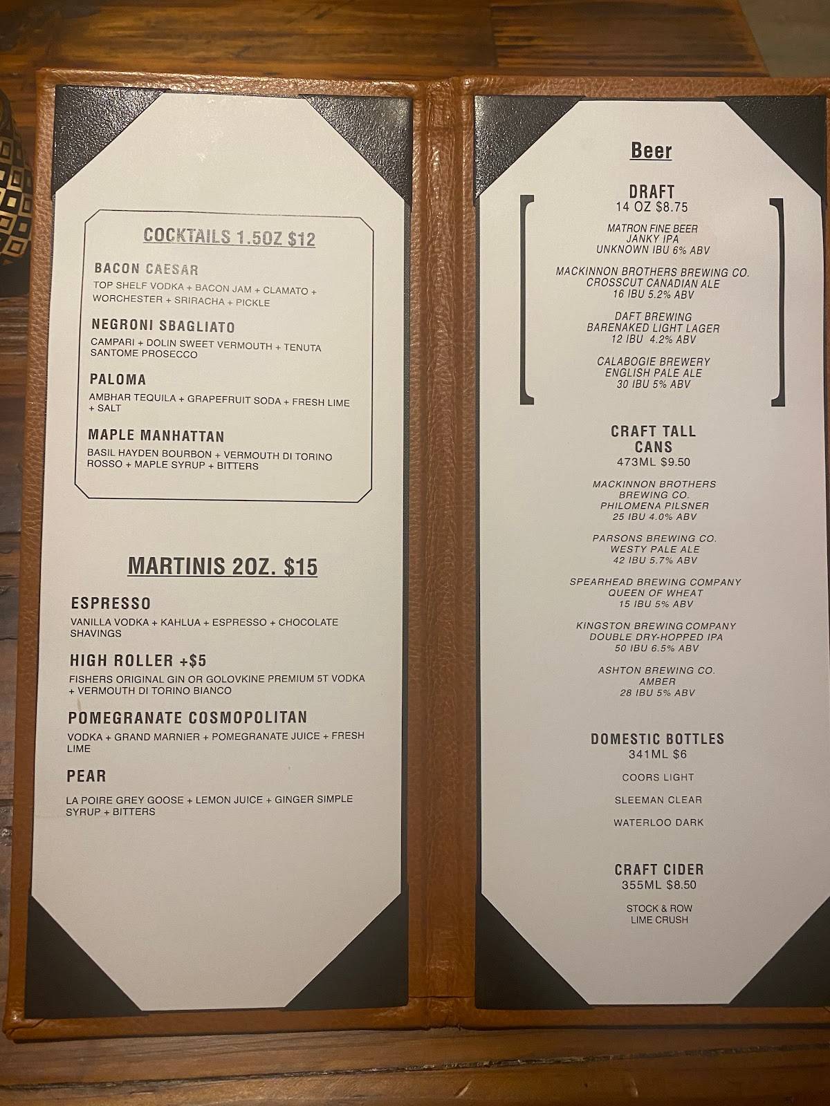 Menu at Days on Front restaurant, Kingston