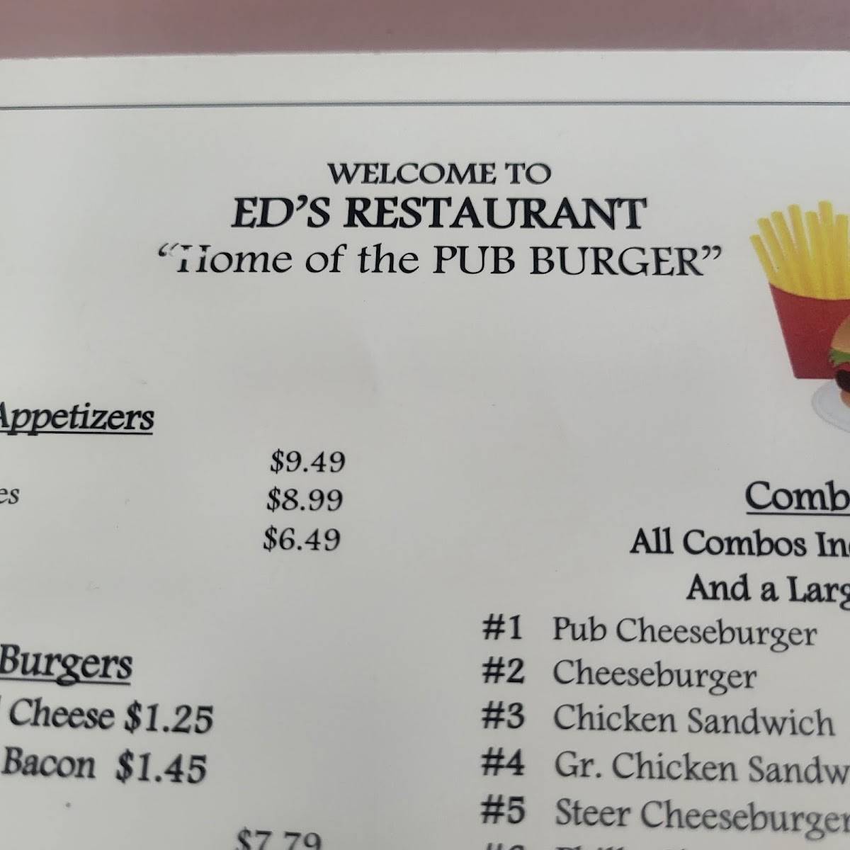 Menu at Ed's Restaurant, DeFuniak Springs, US-90