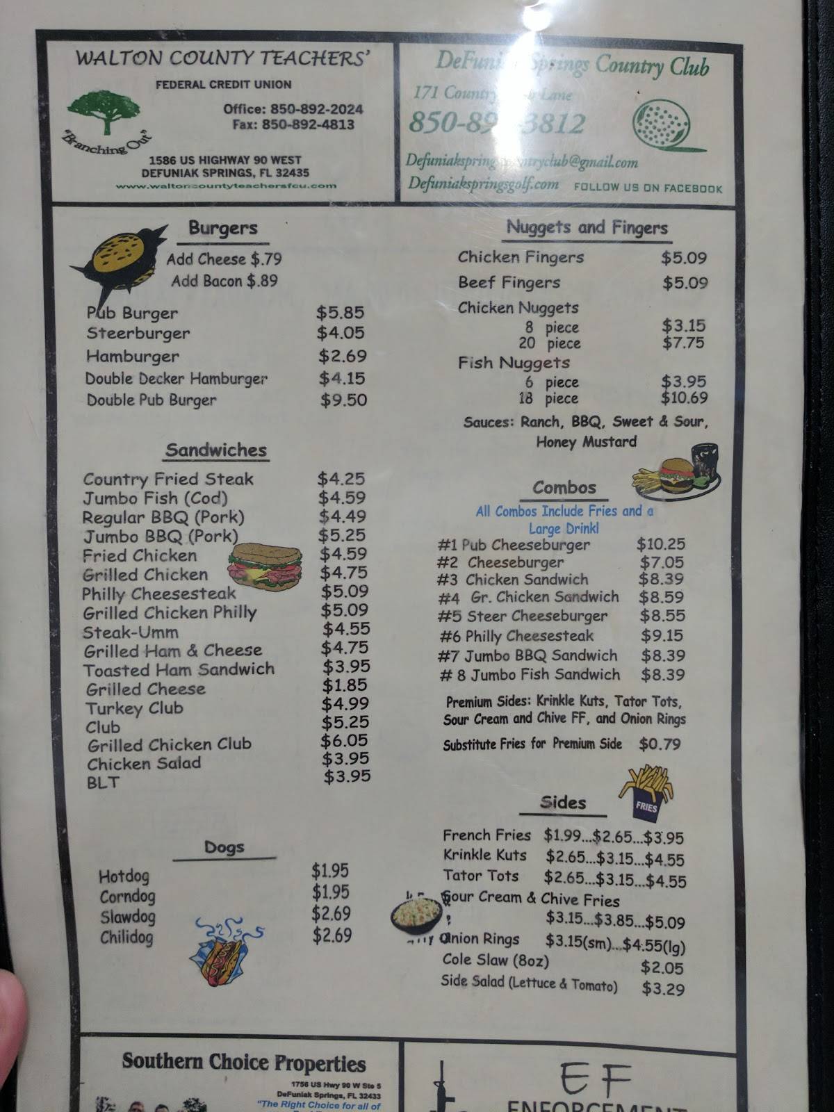 Menu at Ed's Restaurant, DeFuniak Springs, US-90