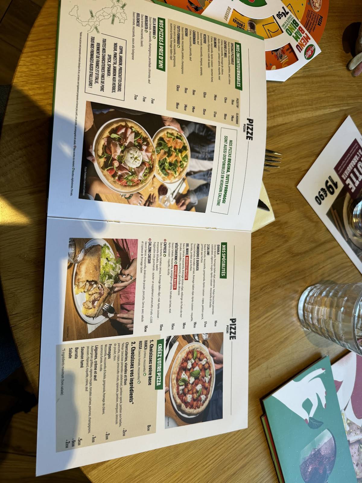 Menu au Del Arte restaurant, Agde