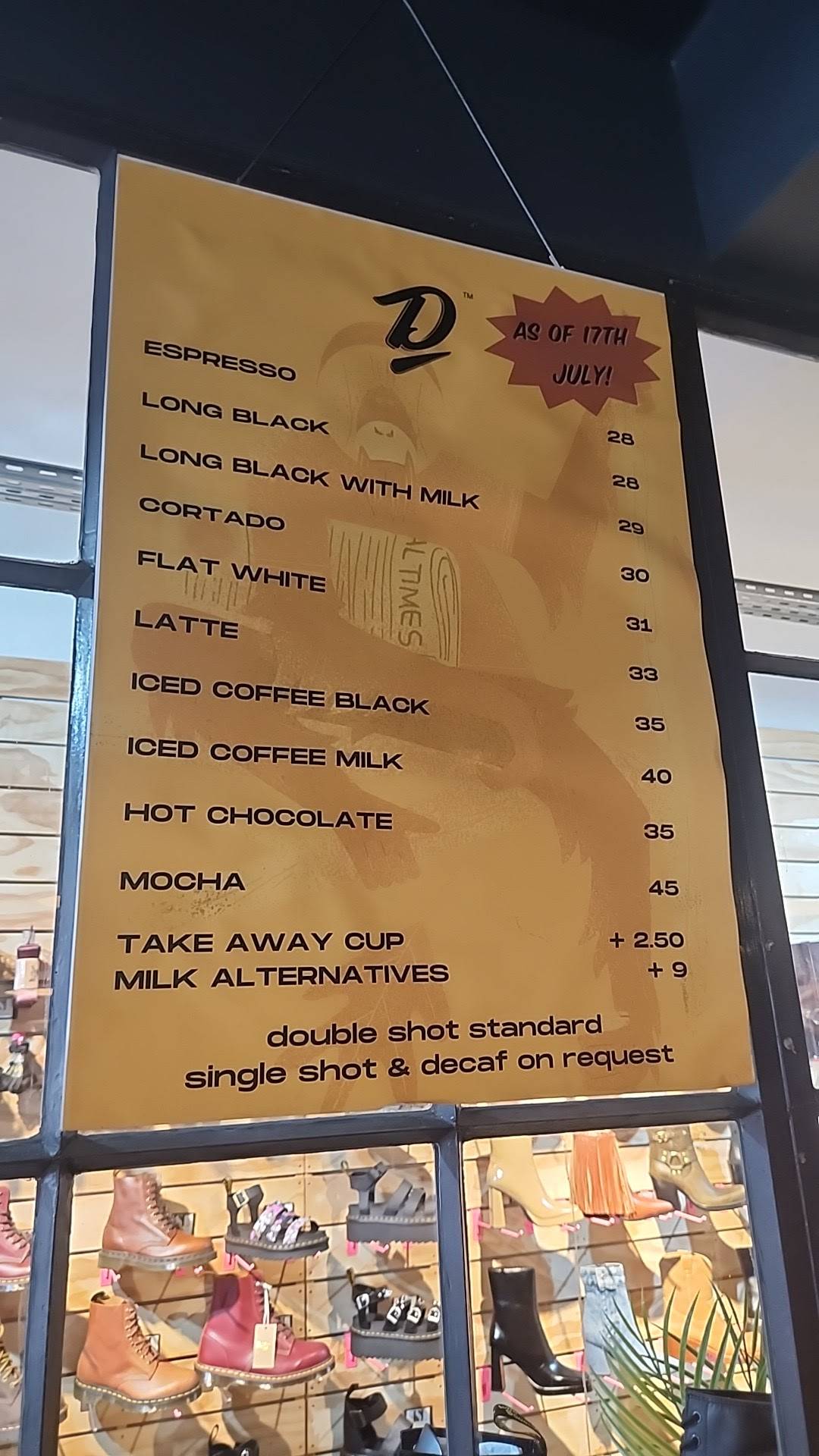 Menu at Deluxe Coffeeworks cafe, Cape Town, 171A Buitenkant St