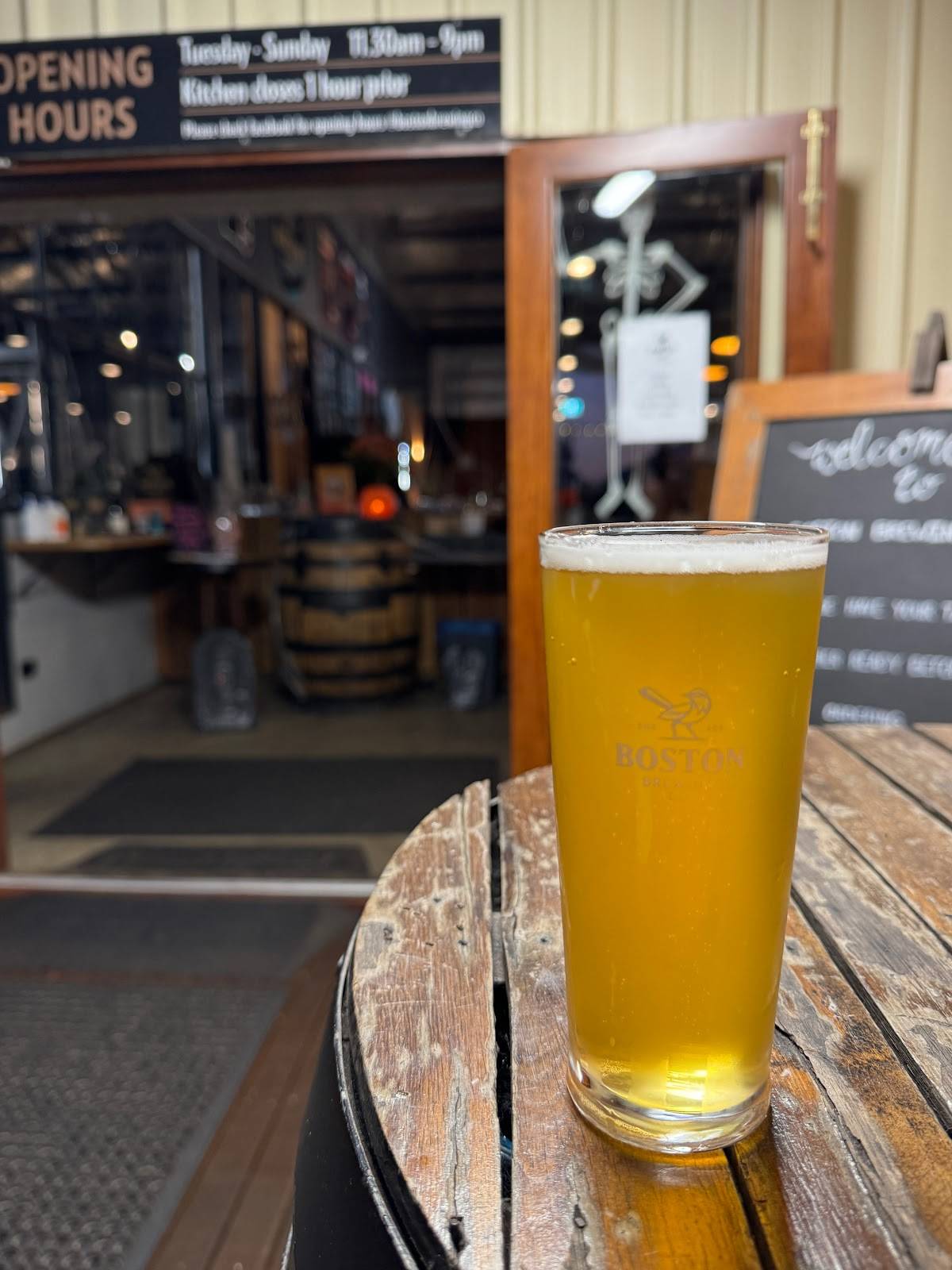 Menu at Boston Brewing Co. restaurant, Australia
