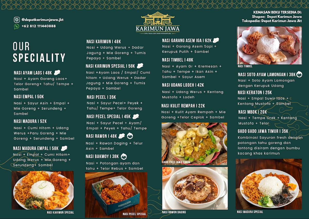 Menu at Depot Karimun Jawa at The West Arena restaurant, North Jakarta