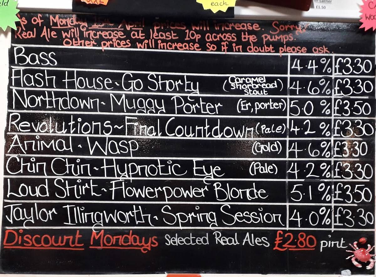 Menu at The Smithfield pub & bar, Derby
