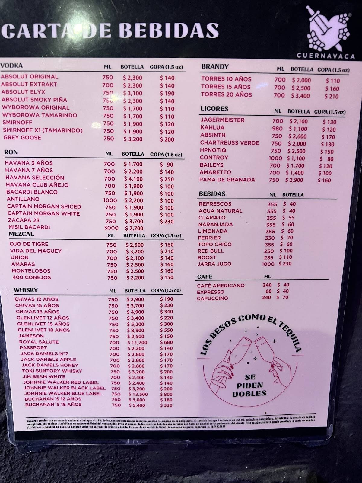 Menu at Despecho Cuernavaca, Cuernavaca