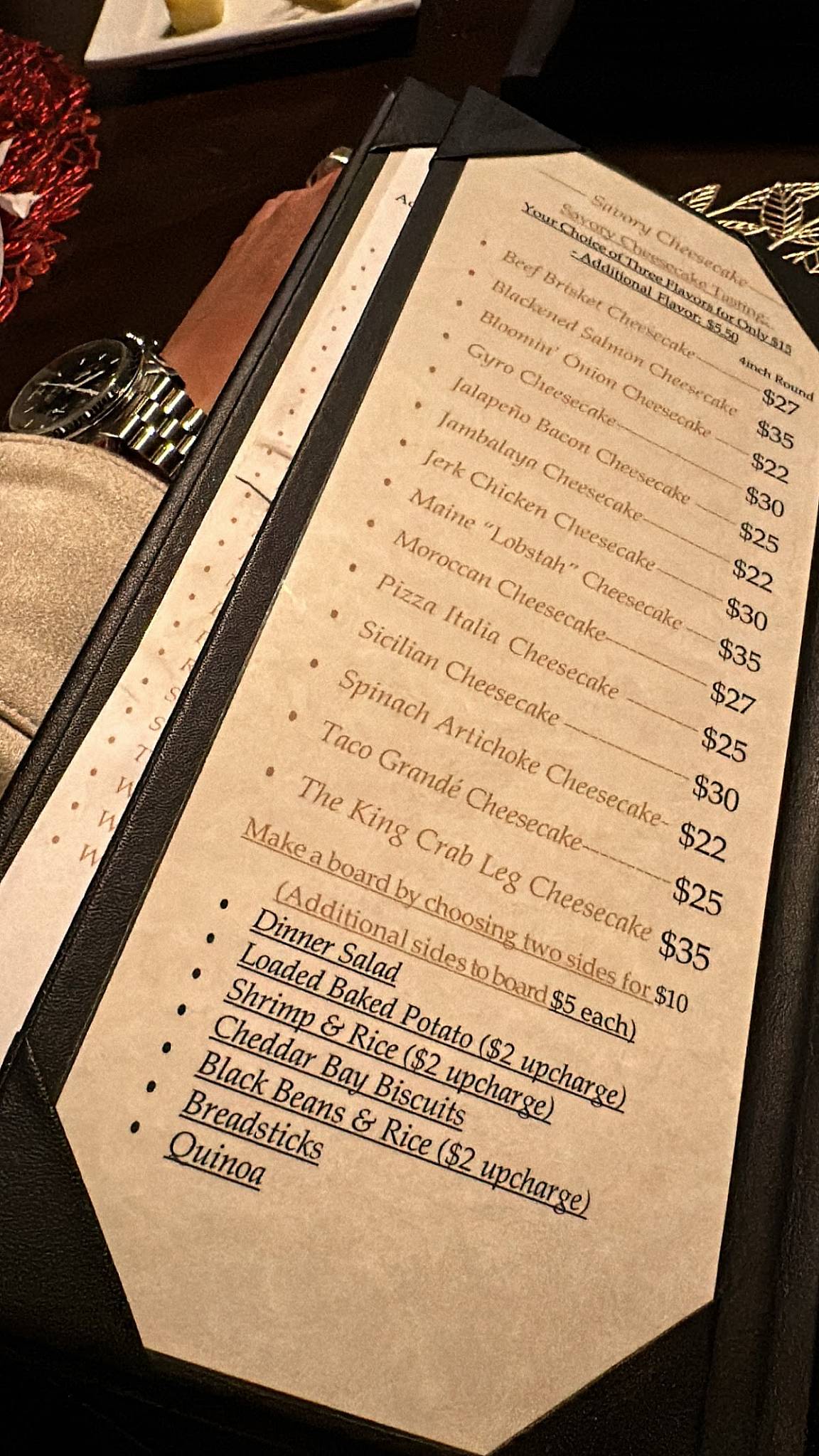 Menu at Bar Harbor Cheesecake Company, St. Augustine